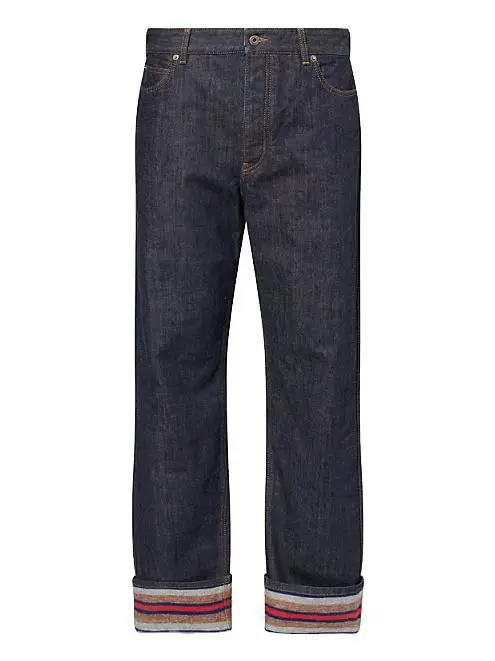 Loewe Turn-up Wide-leg Denim Jeans - Raw Denim/blue