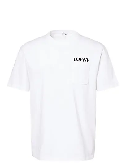 Loewe Brand-embroidery Relaxed-fit Cotton-jersey T-shirt - White