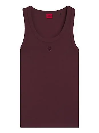 Hugo Logo-embroidered Cotton-blend Tank Top - Dark Purple