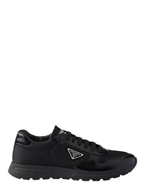 Prada Prax Re-nylon And Brushed Leather Trainers - Black