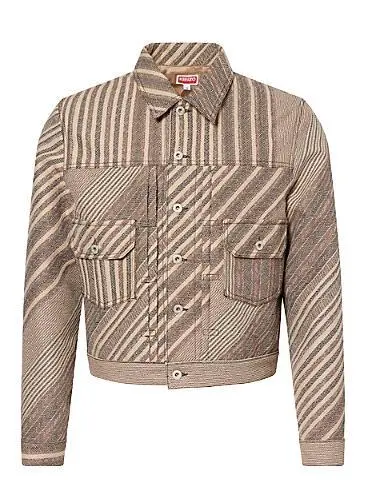 Kenzo Trucker Diagonal-striped Wool-blend Jacket - Beige