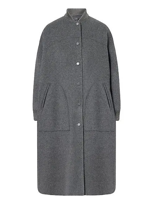 Max Mara Alamaro Long Brushed Wool-blend Coat - Dark Grey Melange
