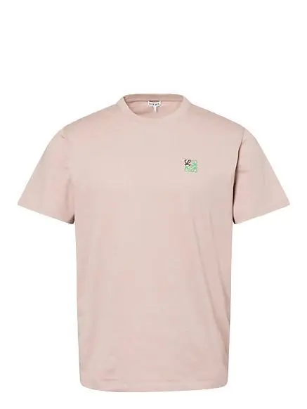 Loewe Anagram-embroidery Regular-fit Cotton-jersey T-shirt Xxl - Light Pink