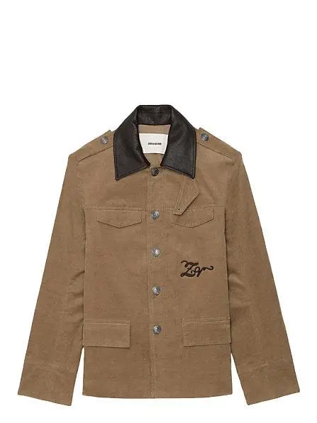 Zadig&Voltaire Contrast-collar Cotton-corduroy Jacket - Cookie