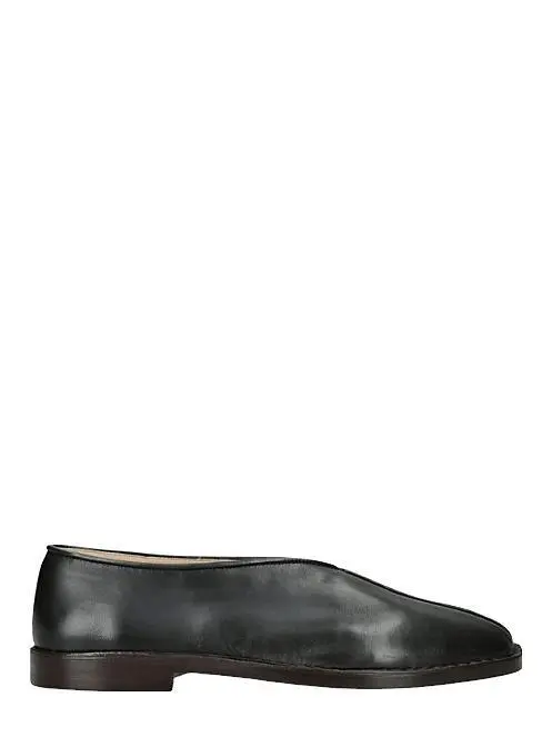 LEMAIRE Flat Piped Leather Slippers - Black