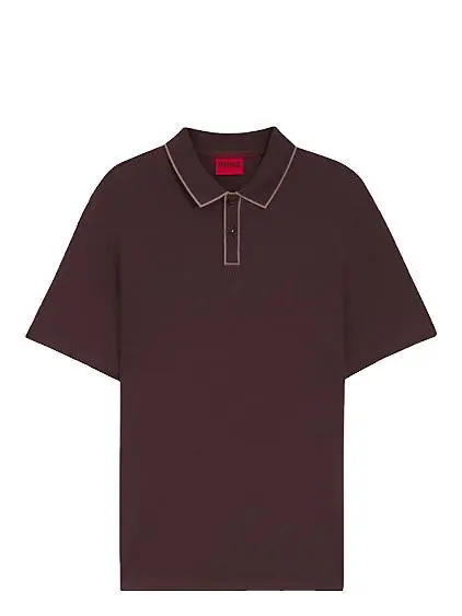 Hugo Contrast-piping Cotton-jersey Polo Shirt - Open Brown