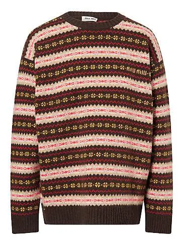 Miu Miu Fair Isle Wool Knitted Jumper - Moro