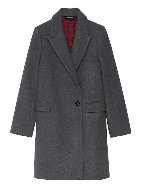 Zadig&Voltaire Miewl Peak-lapel Wool-blend Coat - Gris Chine
