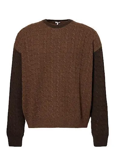 Loewe Cable-knit Cashmere-blend Jumper - Brown/dark Brown