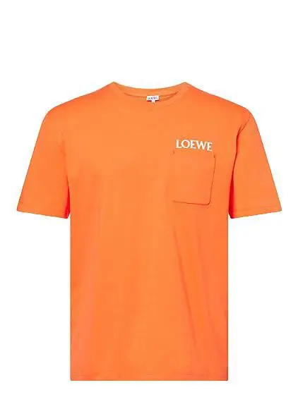Loewe Brand-embroidery Relaxed-fit Cotton-jersey T-shirt - Orange
