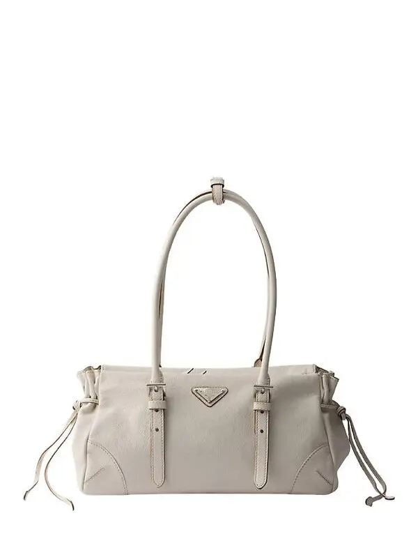 Prada Leather Tote Bag - Neutral