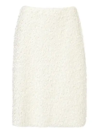 Vince Fringe Woven Midi Skirt - Lt Cream