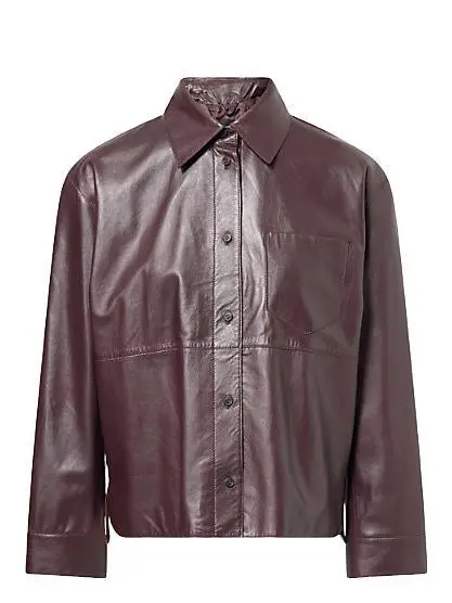 Max Mara Panelled Leather Shirt Jacket - Bordeaux
