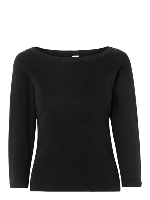 FLORE FLORE Steffi Ribbed Organic Cotton-jersey T-shirt - Black