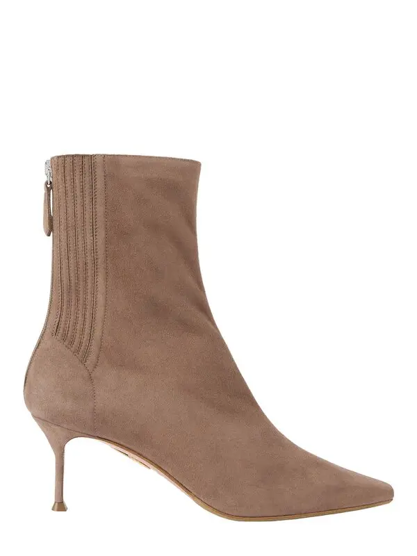 AQUAZZURA Saint Honoré 65 Suede Ankle Boots - Brown