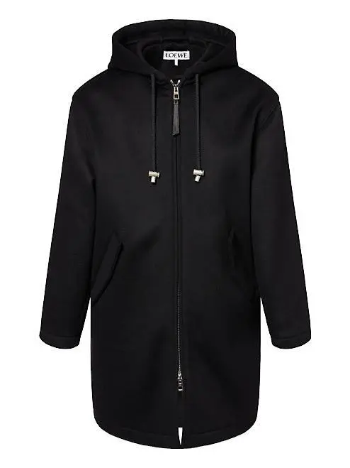 Loewe Relaxed-fit Hooded Wool Coat - Black