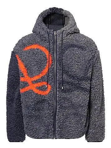 Loewe Anagram Hooded Fleece Jacket - Navy/orange