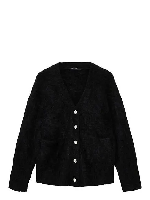 ALLSAINTS Rubi Embellished Wool And Mohair-blend Cardigan - Black