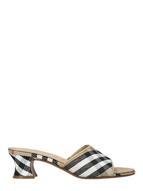 Burberry Sloane 45 Check Canvas Mules - Beige Comb