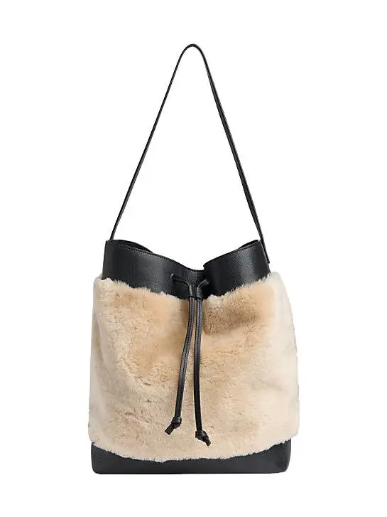 Whistles Sasha Shearling And Leather Tote Bag - Multi-coloured