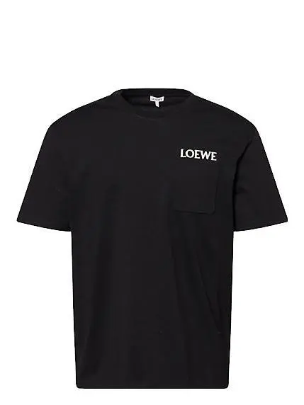 Loewe Brand-embroidery Relaxed-fit Cotton-jersey T-shirt - Black