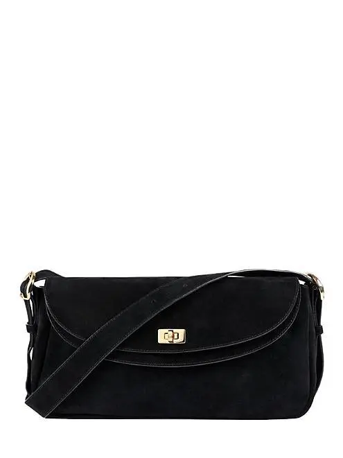 Sandro Le Mambo Suede Shoulder Bag - Black