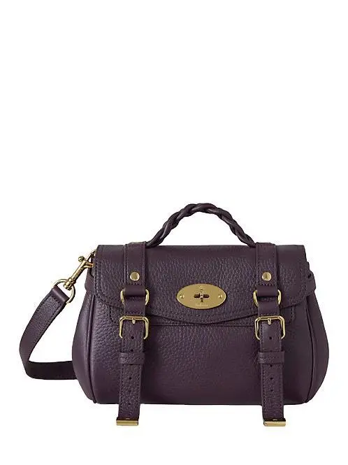 Mulberry Mini Alexa Grained-leather Top-handle Bag - Deep Aubergine