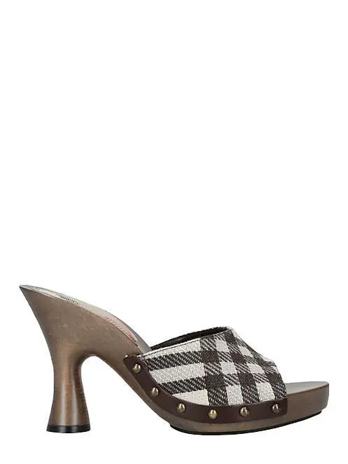 Burberry Potter 75 Check Wooden Mules - Mid Brown