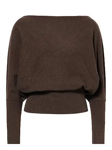 TWP Off-the-shoulder Batwing-sleeves Cashmere Jumper - Peat