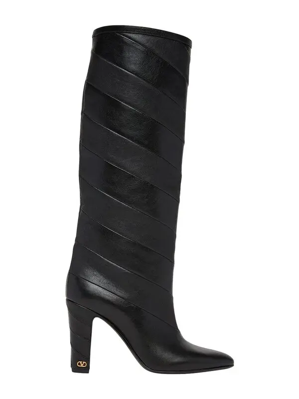 Valentino Garavani 100mm Leather Knee-high Boots - Nero