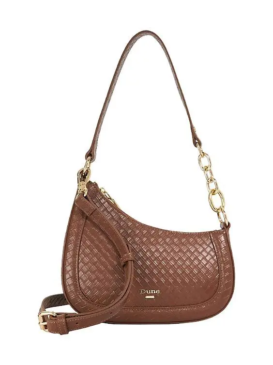 DUNE Small Leather Shoulder Bag - Brown Leather Mix
