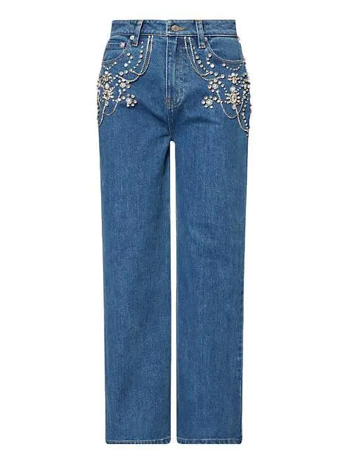 Simkhai Jude Embellished Cropped Denim Jeans - Solana
