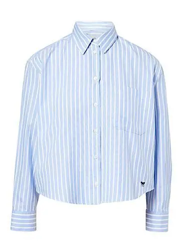 Max Mara Stripe Relaxed Cotton Shirt - Light Blue Pinstripes