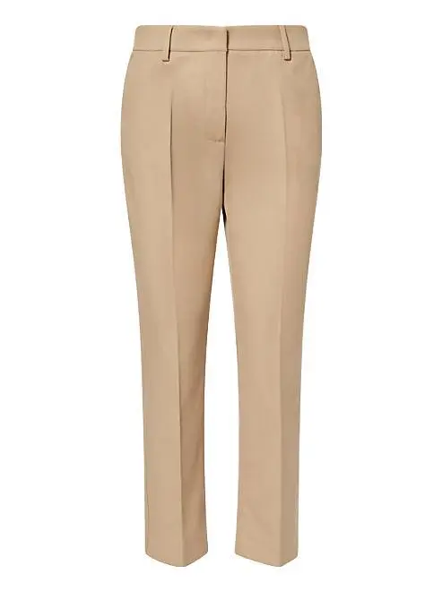 Max Mara Cigarette Slim Tailored Cotton Trousers - Camel