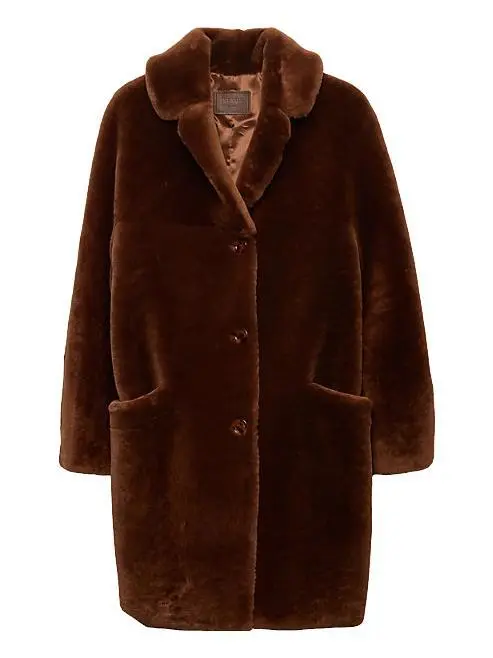 Prada Shearling Midi Coat - Brown