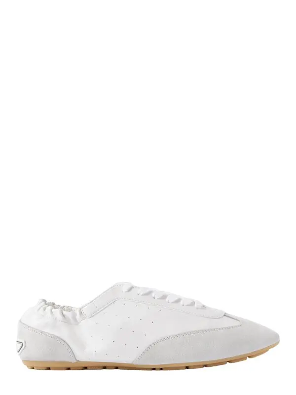 Saint Laurent Lewis Suede-trimmed Leather Sneakers - White