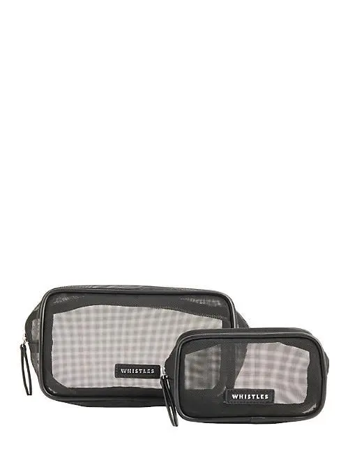 Whistles Mesh Wash Bag Set - Black