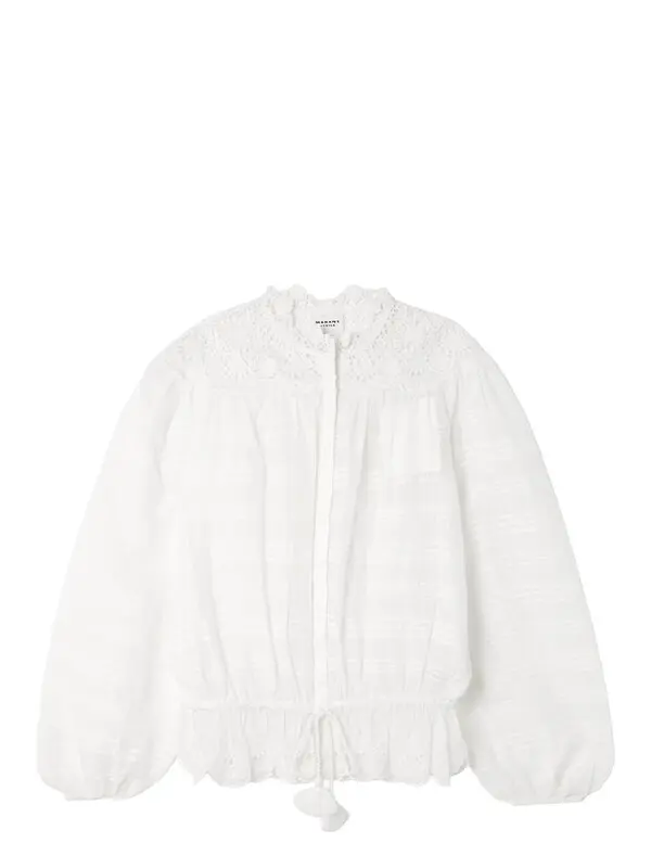 MARANT ETOILE Polly Lace-trimmed Cotton-voile Blouse - White