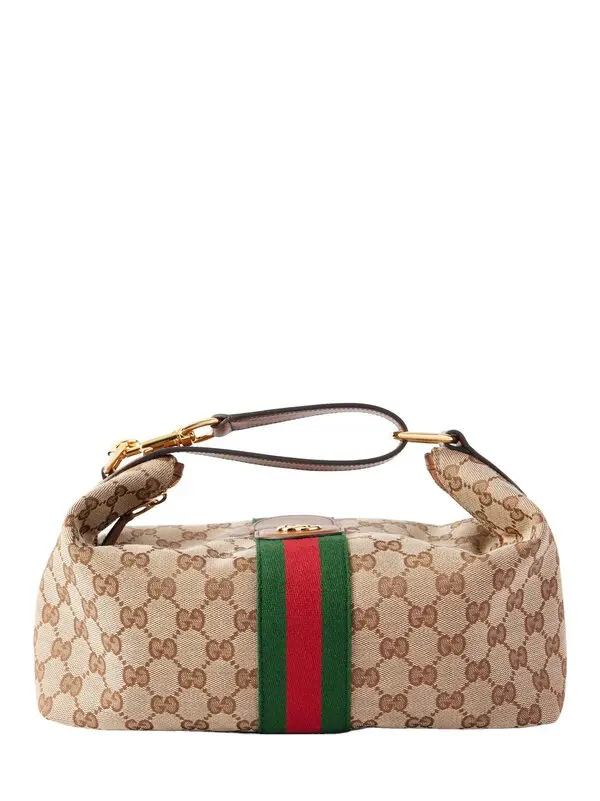 Gucci Ophidia Leather-trimmed Striped Clutch - Multi