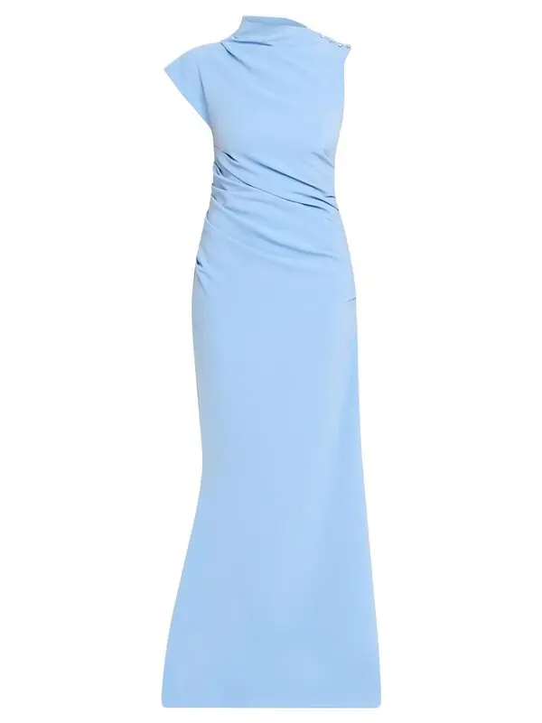 ATELIER PRABAL GURUNG Ashley Mock-neck Draped Trumpet Gown - Blue
