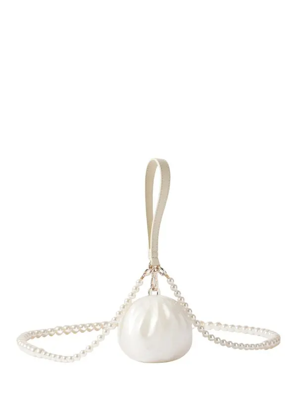 Simone Rocha Egg Faux Pearl-embellished Clutch - Cream
