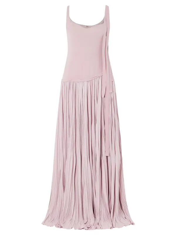 MARMAR HALIM Bow-embellished Pleated Crepe Gown - Pink