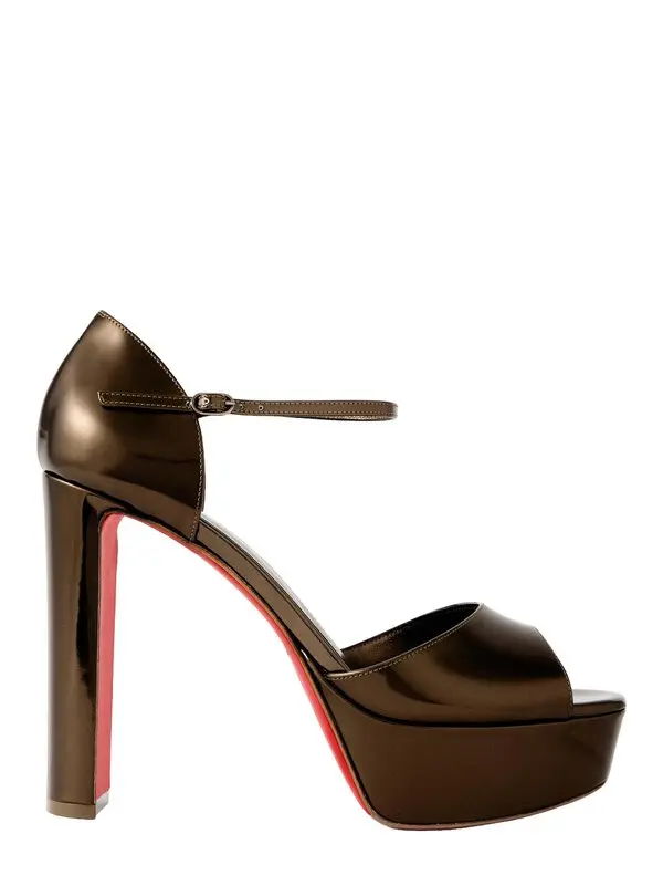 CHRISTIAN LOUBOUTIN Sandaloo 130 Mirrored-leather Platform Sandals - Metallic