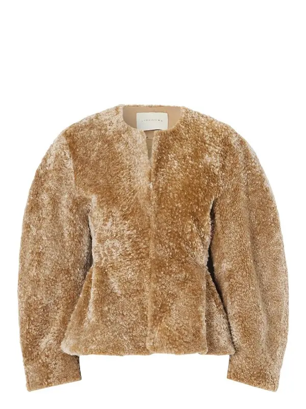 LIBEROWE Shearling Peplum Jacket - Brown