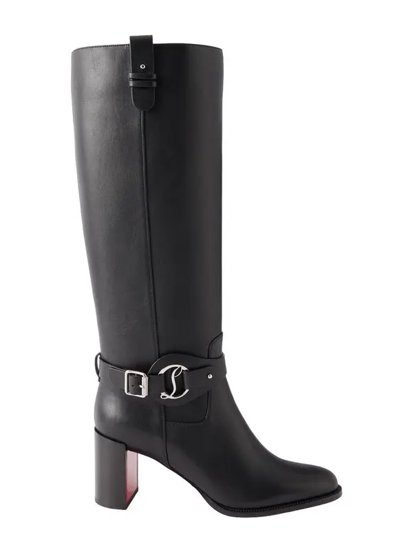 CHRISTIAN LOUBOUTIN Dianouchette Botta 70 Buckled Leather Knee Boots - Black
