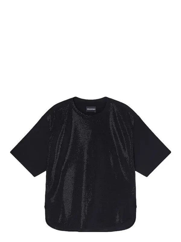 Emporio Armani Scuba Crêpe T-shirt With Micro Studs - Black