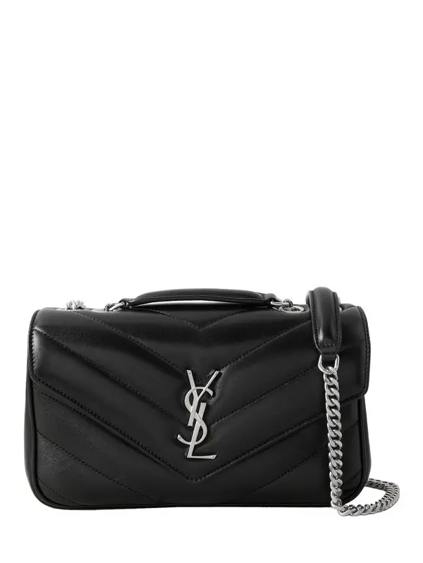 Saint Laurent Loulou Quilted Matelassé Leather Shoulder Bag - Black