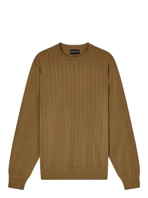 Emporio Armani Cotton And Silk Knit Sweater - Natural