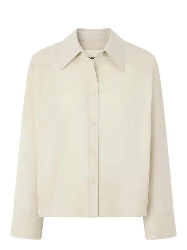 JIL SANDER Cropped Wool-ripstop Shirt - Neutrals