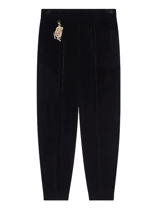 Emporio Armani Chenille Trousers With Ribbing And Charm - Black